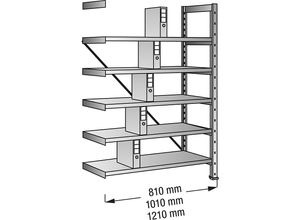 4260035213875 - Ordner- und Archiv-Steckregal verzinkt Höhe 1920 mm einseitig Boden-BxT 800 x 300 mm Anbaufeld kaiserkraft