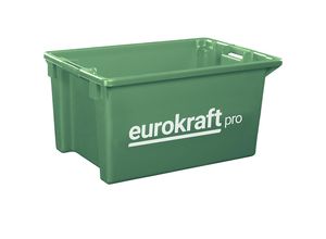 4053133005066 - eurokraft pro Drehstapelbehälter aus lebensmittelechtem Polypropylen Volumen 70 Liter VE 2 Stk Wände und Boden geschlossen grün