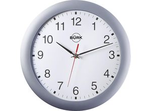 4030275000302 - Wanduhr aus ABS-Kunststoff Ø 300 mm Quarzuhrwerk Gehäuse silber matt Zifferblatt weiß kaiserkraft