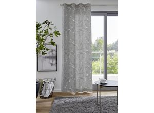 4025358018367 - Vorhang MY HOME FLOWER grau B135cm H235cm Polyester Gardinen Maß 135 x 235cm monochrom in verschiedenen Farben erhältlich