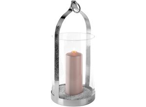 4042911463181 - Windlicht FINK LONIDA silber (silberfarben) Kerzenhalter H 45cm Edelstahl Glas Hängewindlicht aus Edelstahl Outdoorgeeignet H45cm