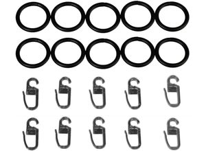 4016318196034 - Gardinenring Liedeco Gardinenstangen (Set 10-St mit Faltenlegehaken) für Gardinenstangen Ø 20 mm grau