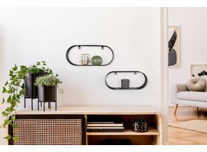4251820312262 - Wandregal MIRRORS AND MORE Joyce schwarz B38cm H18cm T10cm Metall Regale Mit Metallstreben Wandmontage