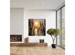 4067437130638 - XXL-Wandbild QUEENCE Akustikbild Seelandschaft Gräser farbe bild(er) natur B70cm H70cm T25cm Polyester Bilder Einfache Akustiklösung ohne Baumaßnahme Schalldämmung Paneele