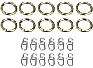 4016318074660 - Gardinenring Liedeco Gardinenstangen (Set 10-St mit Faltenlegehaken) für Gardinenstangen Ø 20 mm goldfarben 4016318074660 - Gardinenring Liedeco Gardinenstangen (Set 10-St mit Faltenlegehaken) für Gardinenstangen Ø 20 mm goldfarben