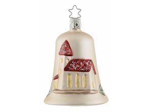 4022257976729 - Christbaumschmuck INGE-GLAS Kirchenglocke beige (elfenbeinfarben bunt) H85cm Glas Weihnachtsbaumschmuck Weihnachtsbaumschmuck Weihnachtsanhänger Weihnachtsbaumklammer Weihnachtsbaumschleife Weihnachtsbaumspitze mundgeblasen