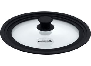 4005643411455 - Universaldeckel HANSEATIC hanseatic passend für Pfannen und Töpfe Ø 24 - 28 cm schwarz transparent Ø28cm Glas Silikon Deckel Deckel mit Silikonrand Sichtfenster und wärmeabweisendem Knopf