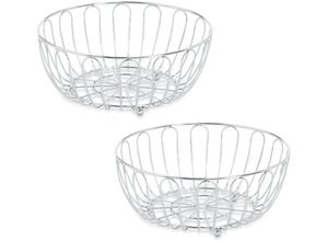 4003368506678 - Aufbewahrungskorb ZELLER PRESENT Metall mocca 2er Set silberfarben B285cm H12cm T285cm Ø285cm Metall Aufbewahrungsboxen Obstkorb verchromt zeitlos und dekorativ