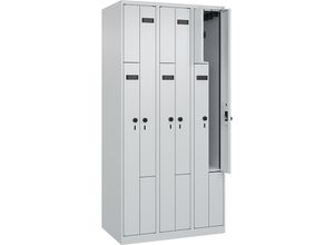 4068192606628 - Z-Spind Evolo PLUS 3 Abteile lichtgrau B 900 mm 6 Fächer mit Bodengleitern Sicherheits-Drehriegel kaiserkraft