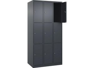 4068192005568 - 3er-Schließfachschrank Evolo PLUS 3 Abteile grau B 900 mm 9 Fächer mit Bodengleitern Zylinderschloss kaiserkraft