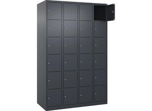 4068192008897 - 6er-Schließfachschrank Evolo PLUS 4 Abteile grau B 1200 mm 24 Fächer mit Bodengleitern Zylinderschloss kaiserkraft
