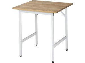 4040376887870 - Arbeitstisch höhenverstellbar Gestell 30 x 30 mm Buchenplatte massiv BxT 750 x 800 mm lichtgrau RAU
