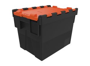 5051143000766 - Mehrweg-Stapelbehälter LxBxH 400 x 300 x 306 mm schwarz orange kaiserkraft