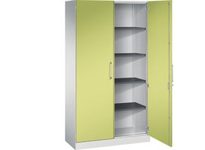 4059369512323 - Flügeltürenschrank ASISTO Höhe 1980 mm Breite 1000 mm 4 Fachböden lichtgrau viridingrün C+P