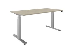 4260761572598 - Schreibtisch BOTTOM-UP elektrisch höhenverstellbar gerade BxT 1600 x 800 mm Ahorn silber kaiserkraft