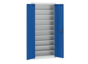 4061753008725 - eurokraft pro Materialschrank aus Stahlblech Höhe 1575 mm lichtgrau RAL 7035   enzianblau RAL 5010 9 Böden