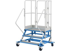 4054666011005 - eurokraft pro Plattformtreppe mit Gitterrosteinlagen Plattformgröße 810 x 510 mm 3 Stufen