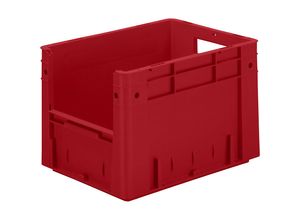 4031022031075 - Schwerlast-Euronormbehälter pp Wände + Boden geschlossen Eingrifföffnung LxBxH 400x300x270 mm Farbe rot ve 4 Stück
