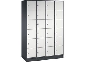 4025314727616 - INTRO Stahl-Schließfachschrank Fachhöhe 285 mm BxT 1220 x 500 mm 24 Fächer Korpus schwarzgrau Türen lichtgrau