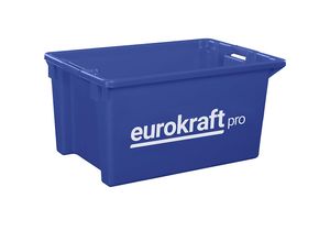 4053133004953 - eurokraft pro Drehstapelbehälter aus lebensmittelechtem Polypropylen Volumen 70 Liter VE 2 Stk Wände und Boden geschlossen blau
