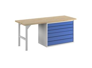 4061753284020 - Werkbank Baukastensystem 6 große Schubladen Breite 2000 mm blau kaiserkraft