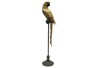 9010585530954 - Dekovogel  Schwarz Gold  Metall Kunststoff  Uni  Vogel  15x65x13 cm  Kunsthandwerk zum Stellen handgemacht handgemalt 