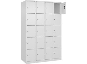 4068192008668 - 5er-Schließfachschrank Evolo PLUS 4 Abteile weiß B 1200 mm 20 Fächer mit Bodengleitern Zylinderschloss kaiserkraft