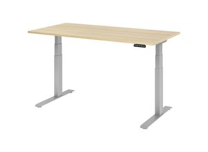 4032062182611 - Sitz-Steh-Schreibtisch Basic VXDKB16 E S elektrisch höhenverstellbar 64-129cm (H) 160x80cm (BxT) rechteckig eiche   silber 