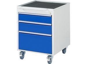4040376895066 - Rollcontainer HxBxT 765 x 580 x 650 mm 3 Schubladen lichtgrau   enzianblau RAU