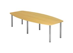 4032062034880 - Konferenztisch manuell höhenverstellbar 72-74cm (H) 280cmx85-130cm (BxT) 10 Personen Tonnenform buche   chrom 4032062034880