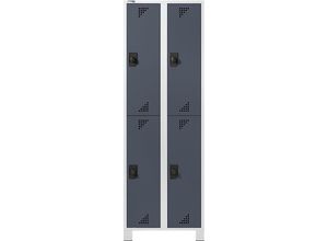 4061753011053 - eurokraft pro Garderobenschrank mit halbhohen Fächern HxBxT 1800 x 600 x 500 mm 4 Abteile Korpus lichtgrau Türen anthrazitgrau
