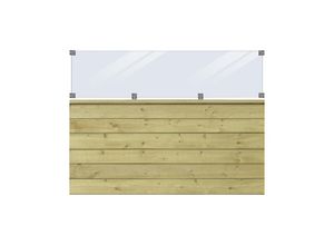 5703393712738 - PLUS Klink Profilzaun mit Glas Holz BxH 1740 x 1250 mm natur kaiserkraft