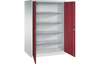 4062084803133 - Werkstatt-Flügeltürschrank HxBxT 1950 x 1200 x 800 mm lichtgrau   rubinrot C+P