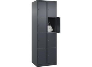4067521350546 - 4er-Schließfachschrank Classic PLUS 2 Abteile grau B 600 mm 8 Fächer mit Bodengleitern C+P