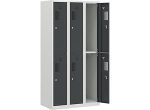 4061753003713 - eurokraft basic Garderobenschrank halbhohe Fächer halbhohe Fächer B 900 mm 6 Fächer lichtgrau   basaltgrau