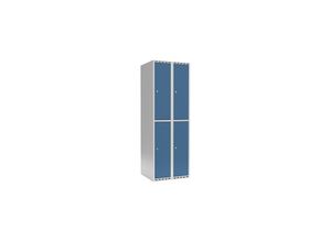 7042424852745 - Doppelstock-Spind Fydor 2 Abteile lichtgrau   brillantblau B 600 mm 2 Abteile flache Dachform Zylinderschloss kaiserkraft