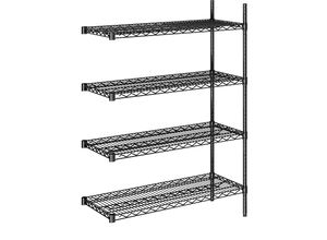 4061753091819 - Stahldraht-Gitterregal schwarz Fachlast 250 kg BxT 910 x 460 mm Anbauregal Höhe 1370 mm 4 Fachböden kaiserkraft
