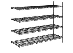 4061753091857 - Stahldraht-Gitterregal schwarz Fachlast 250 kg BxT 1520 x 610 mm Anbauregal Höhe 1370 mm 4 Fachböden kaiserkraft