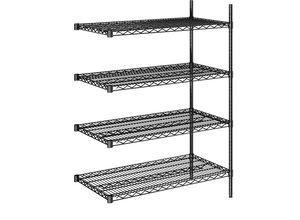 4061753091826 - Stahldraht-Gitterregal schwarz Fachlast 250 kg BxT 910 x 610 mm Anbauregal Höhe 1370 mm 4 Fachböden kaiserkraft