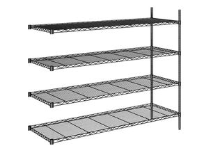 4061753091918 - Stahldraht-Gitterregal schwarz Fachlast 100 kg BxT 1520 x 610 mm Anbauregal Höhe 1370 mm 4 Fachböden kaiserkraft