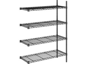 4061753091871 - Stahldraht-Gitterregal schwarz Fachlast 100 kg BxT 910 x 460 mm Anbauregal Höhe 1370 mm 4 Fachböden kaiserkraft