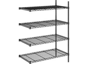 4061753091888 - Stahldraht-Gitterregal schwarz Fachlast 100 kg BxT 910 x 610 mm Anbauregal Höhe 1370 mm 4 Fachböden kaiserkraft