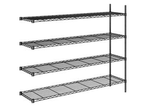 4061753091901 - Stahldraht-Gitterregal schwarz Fachlast 100 kg BxT 1520 x 460 mm Anbauregal Höhe 1370 mm 4 Fachböden kaiserkraft