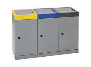 4031068151768 - Wertstoffsammelsystem mit Flügeltür Volumen 70 l graualu 3-fach-Sammler kaiserkraft