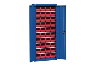 4061753277725 - eurokraft pro Materialschrank mit Lagerkästen Höhe 1575 mm 9 Fachböden enzianblau