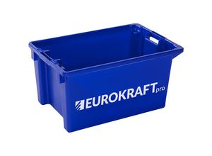 4053133005189 - eurokraft pro Drehstapelbehälter aus lebensmittelechtem Polypropylen Volumen 50 Liter VE 3 Stk Wände und Boden geschlossen blau