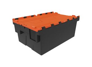 4260670626665 - Mehrweg-Stapelbehälter LxBxH 600 x 400 x 250 mm schwarz orange kaiserkraft