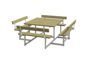 5703393738608 - Gruppensitzbank für 8 Personen LxT 2240 x 2240 mm mit 4 Rückenlehnen natur kaiserkraft