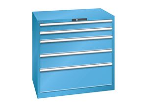 7612269044850 - LISTA Schubladenschrank 5 Schubladen BxTxH 1023 x 725 x 1000 mm lichtblau