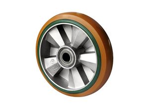 4260565391241 - PU- PU-Elastik-Rad braun   grün Doppelkugellager ab 2 Stk Rad-Ø x Breite 125 x 50 mm kaiserkraft